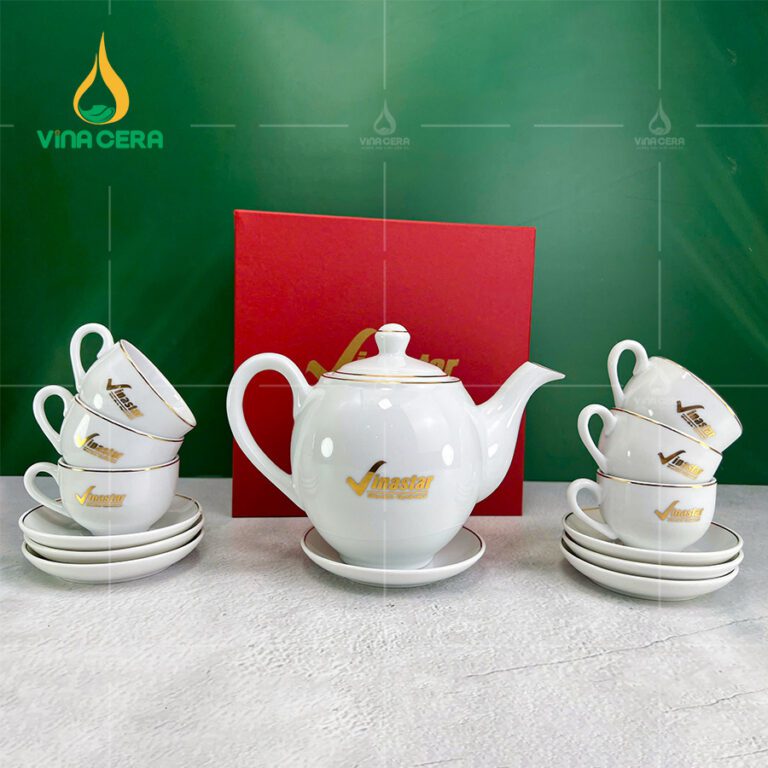 Ấm Chén In Logo - Vinacera - Công Ty Sản Xuất Gốm Sứ