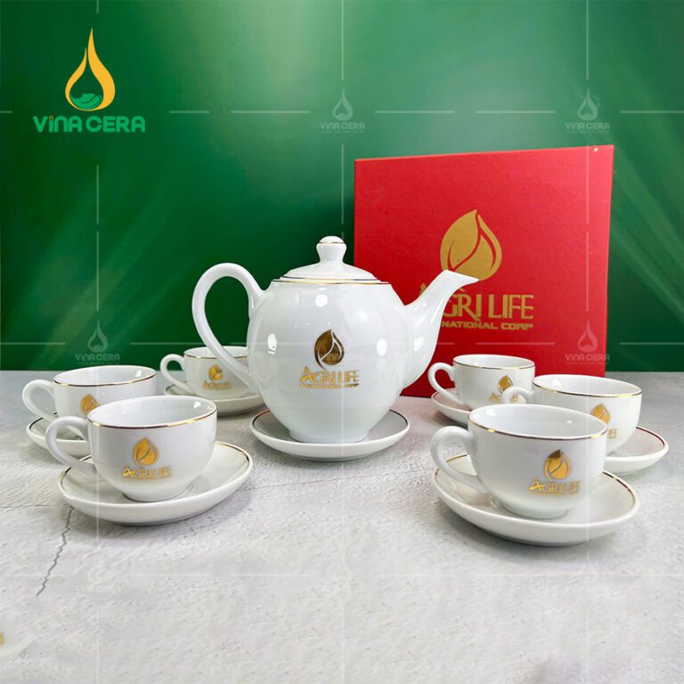 Ấm Chén In Logo - Vinacera - Công Ty Sản Xuất Gốm Sứ