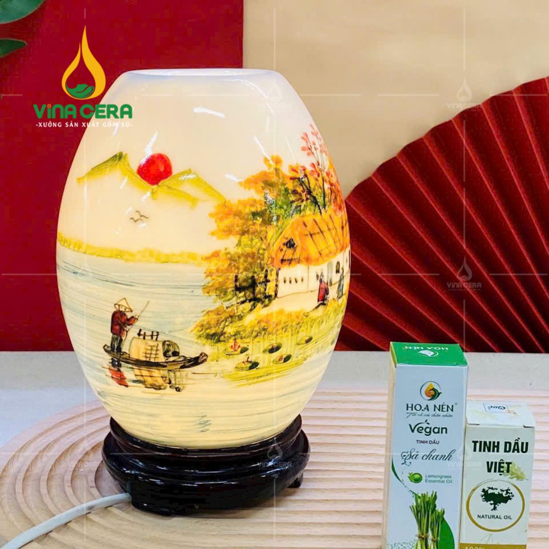 Đèn Xông Tinh Dầu Bát Tràng Dáng Trứng - DX 0911124